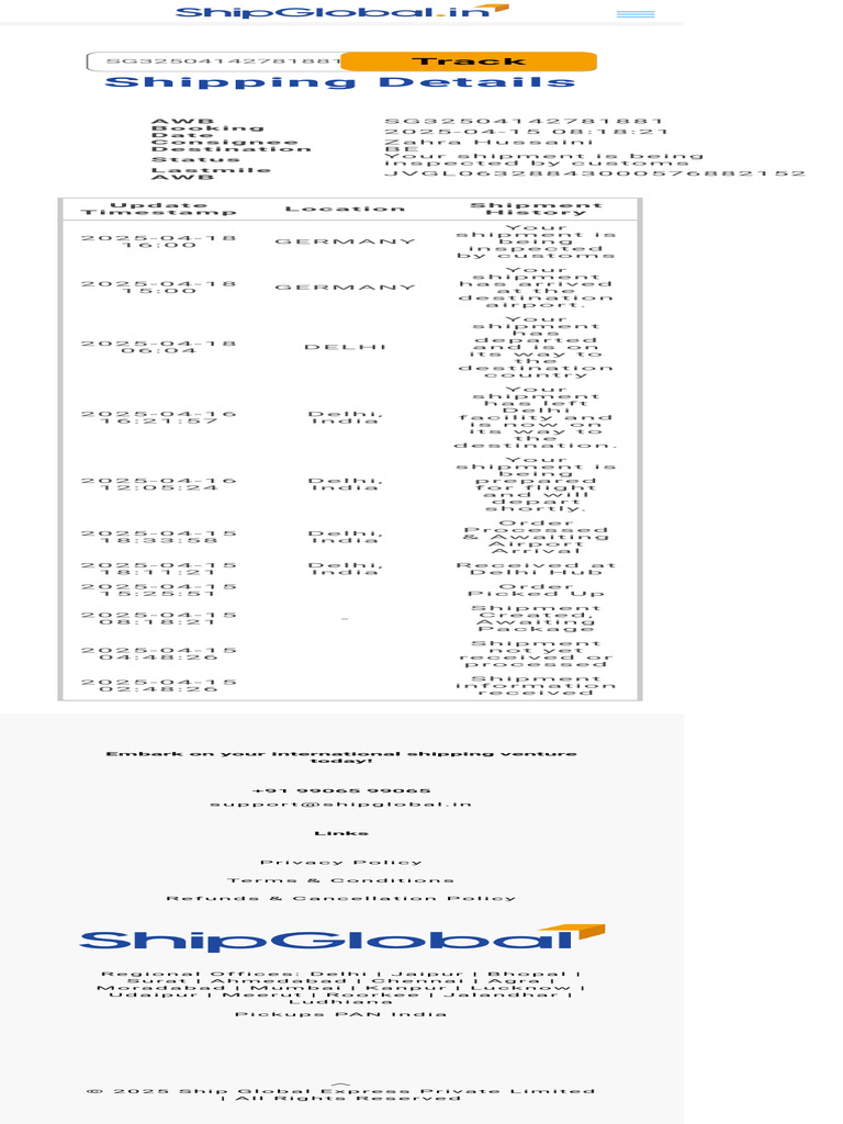 Global Tracking - Trace Your Shipping Orders ShipGlobal - in 3 | PDF