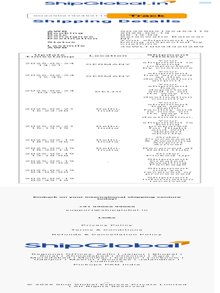 Global Tracking - Trace Your Shipping Orders ShipGlobal - in 2 | PDF