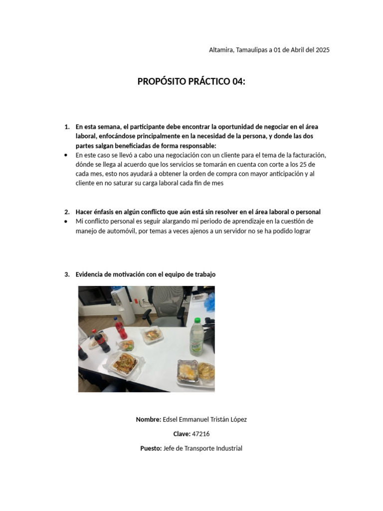 Propósito Práctico 1 - Edsel Emmanuel Tristán López Clave 47216 | PDF
