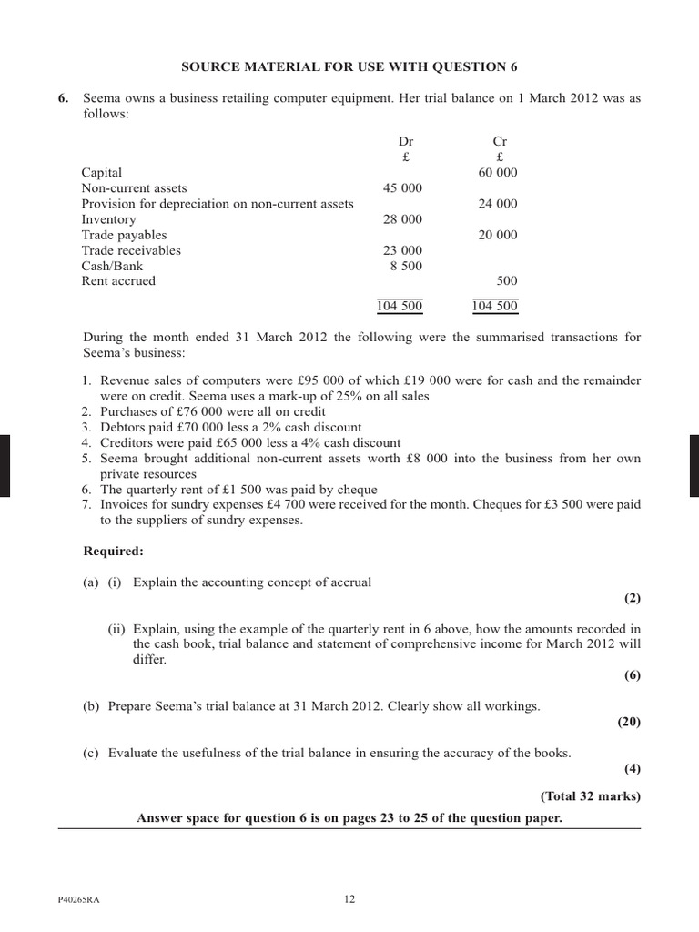 Trial Balance Exercises | PDF | Debits And Credits | Accrual