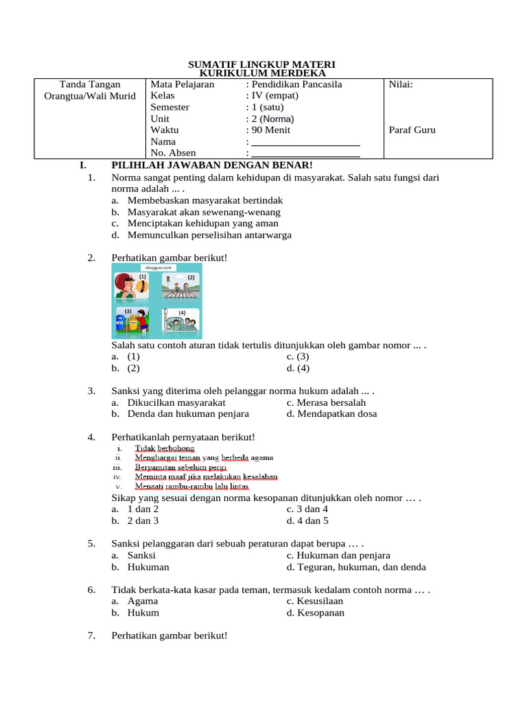 Sumatif Kelas 4 - PP Bab 2 | PDF