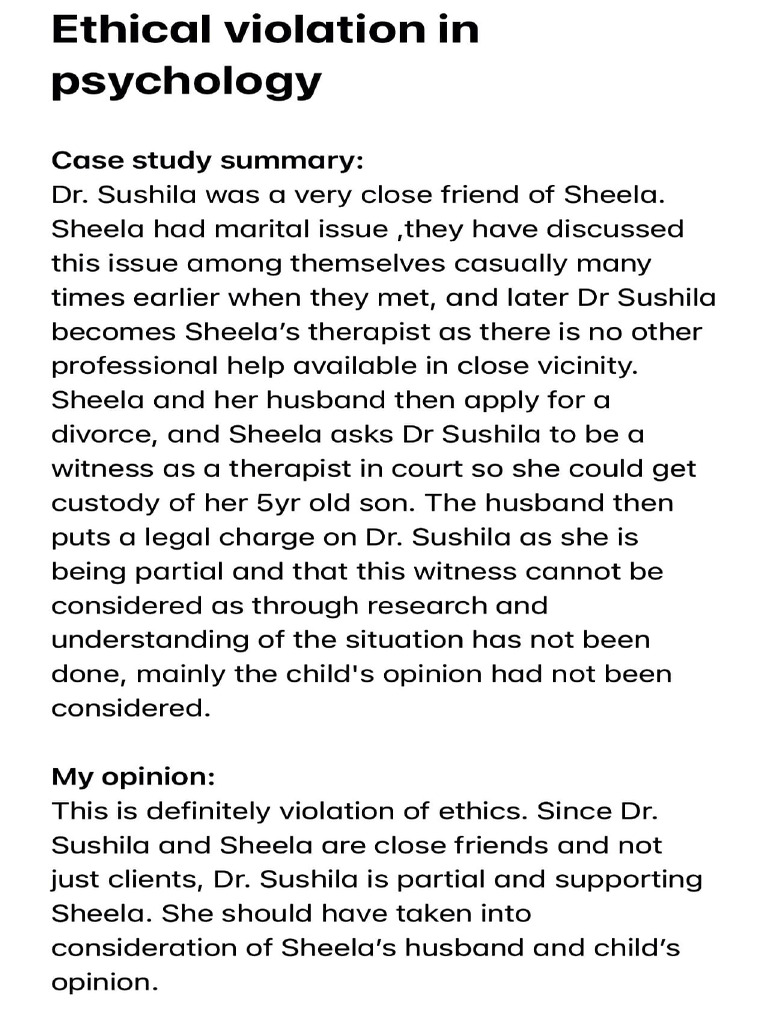 Ethical Violation of Psychology | PDF