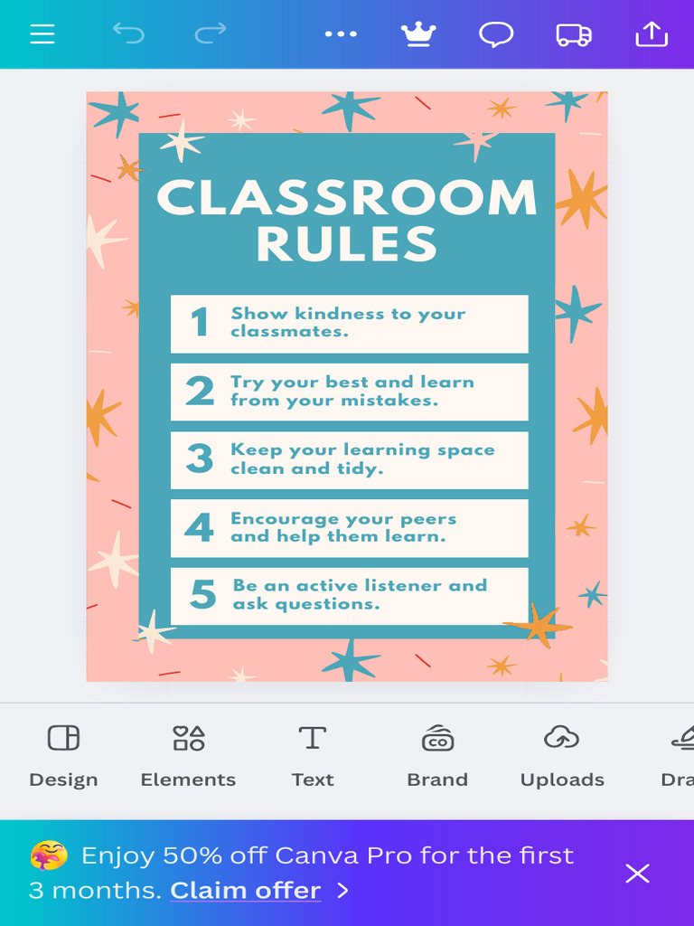 Fun Stars Classroom Rules Poster - Poster - Canva | PDF