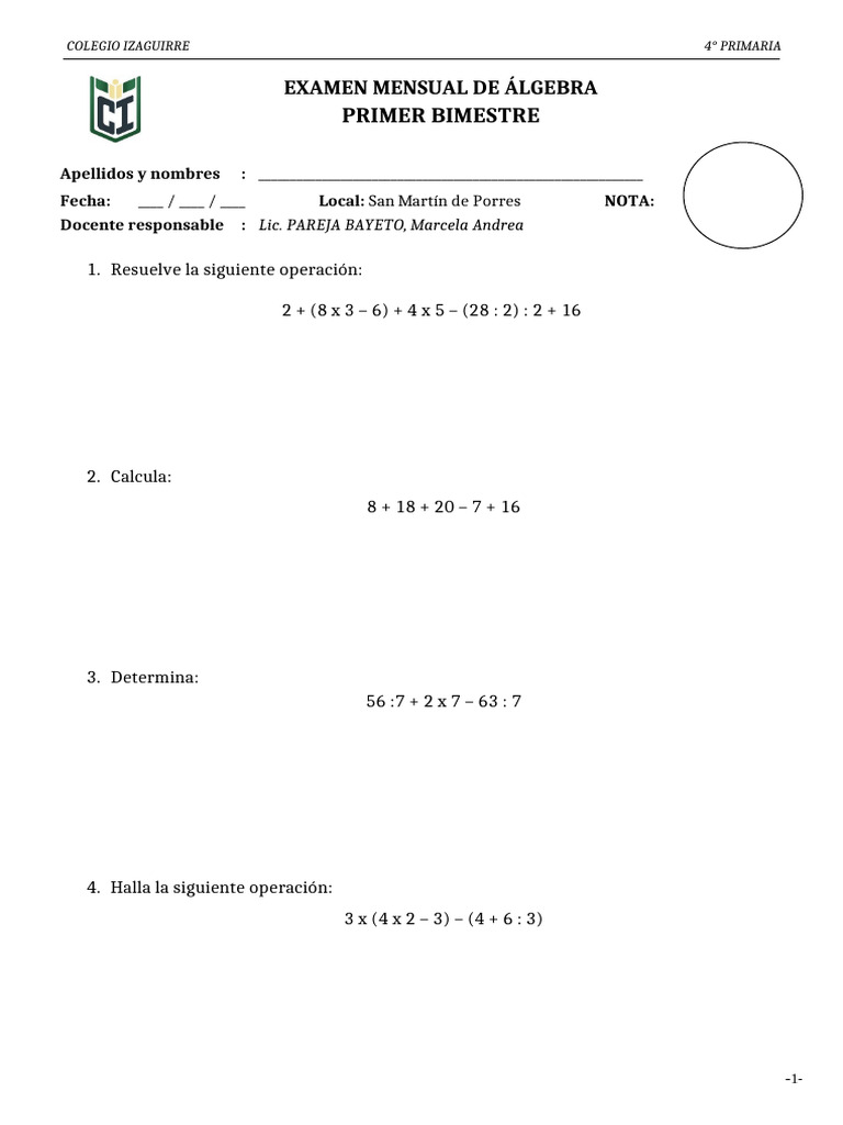 Algebra 4to | PDF