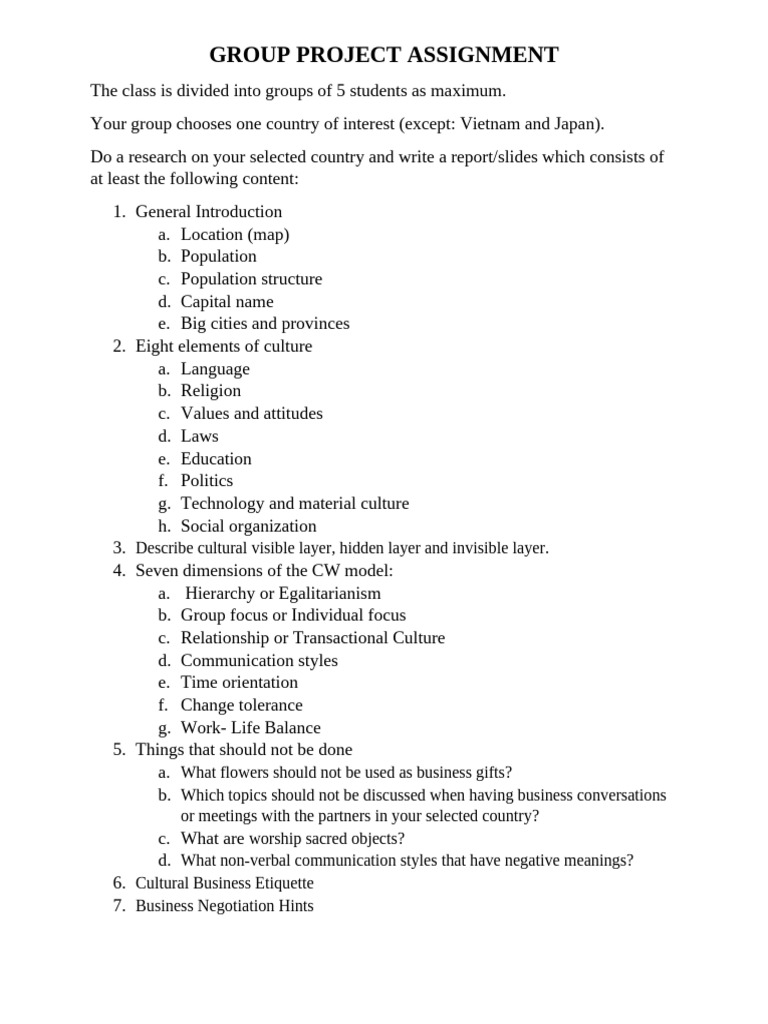 Group Project Assignment 2025 | PDF