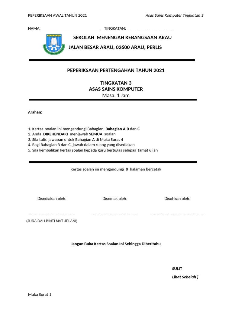 Pat ASK T3 2021 Ulangkaji | PDF