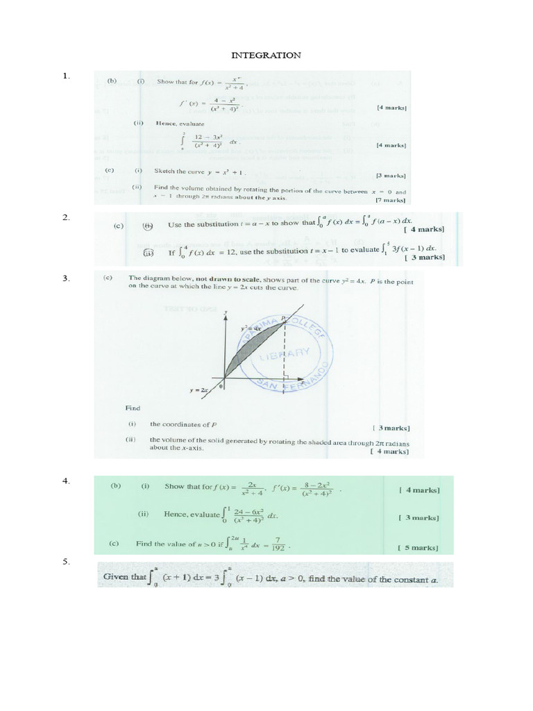 Integration -Past Papers | PDF