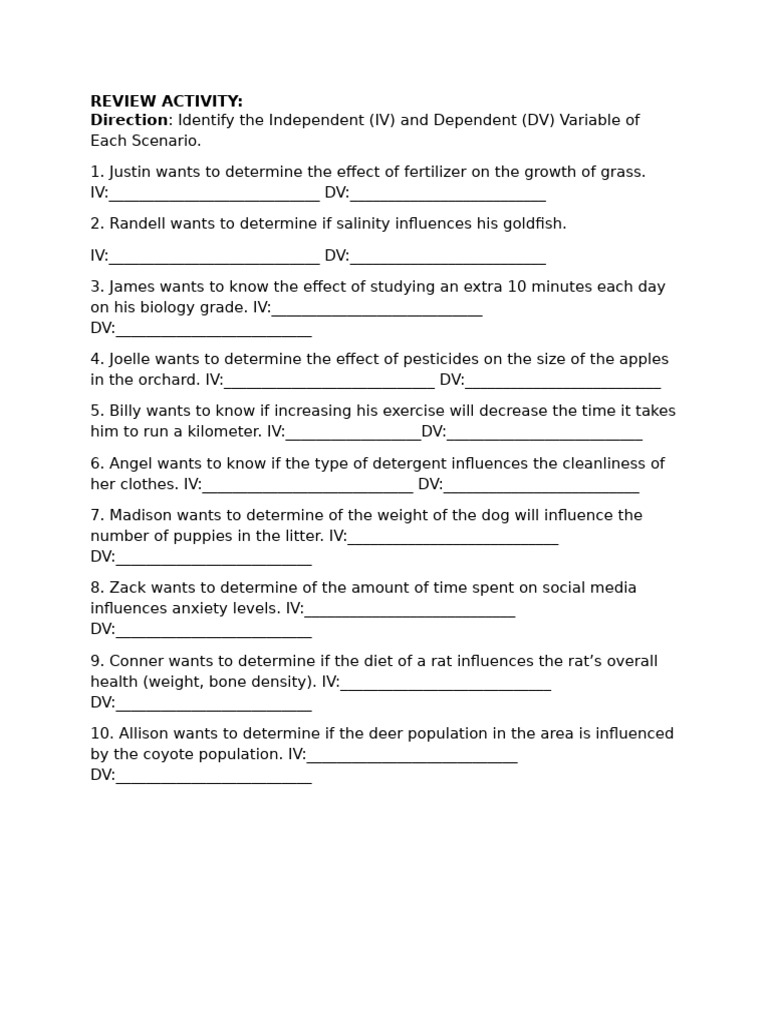 Independent vs. Dependent Variables | PDF