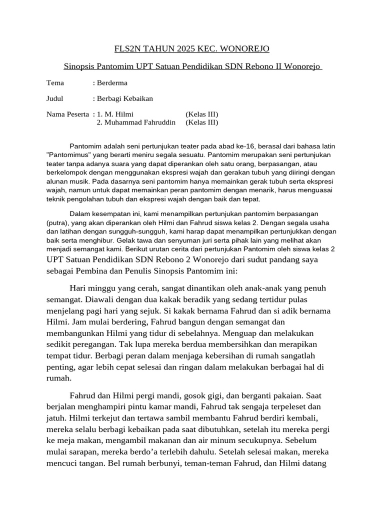 sinopsis pantomim | PDF