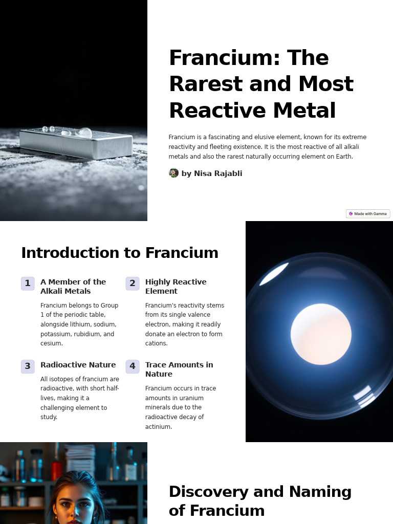 Francium The Rarest and Most Reactive Metal | PDF | Chemical Elements ...