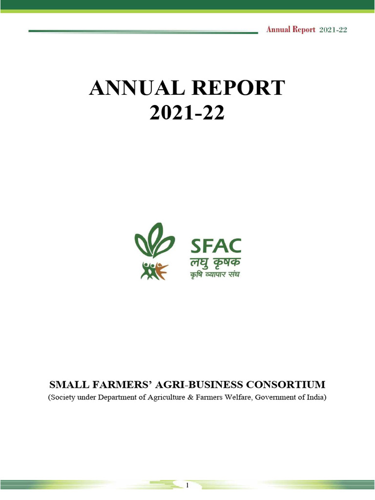 SFAC Annual Report 2021-22 Summary | PDF | Agriculture | Loans