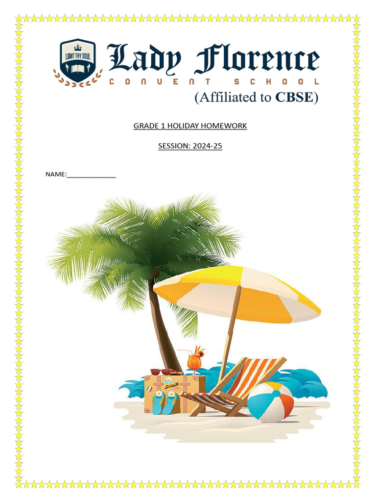 Class I Holiday Homework 2024 25 | PDF | Homework | Taste
