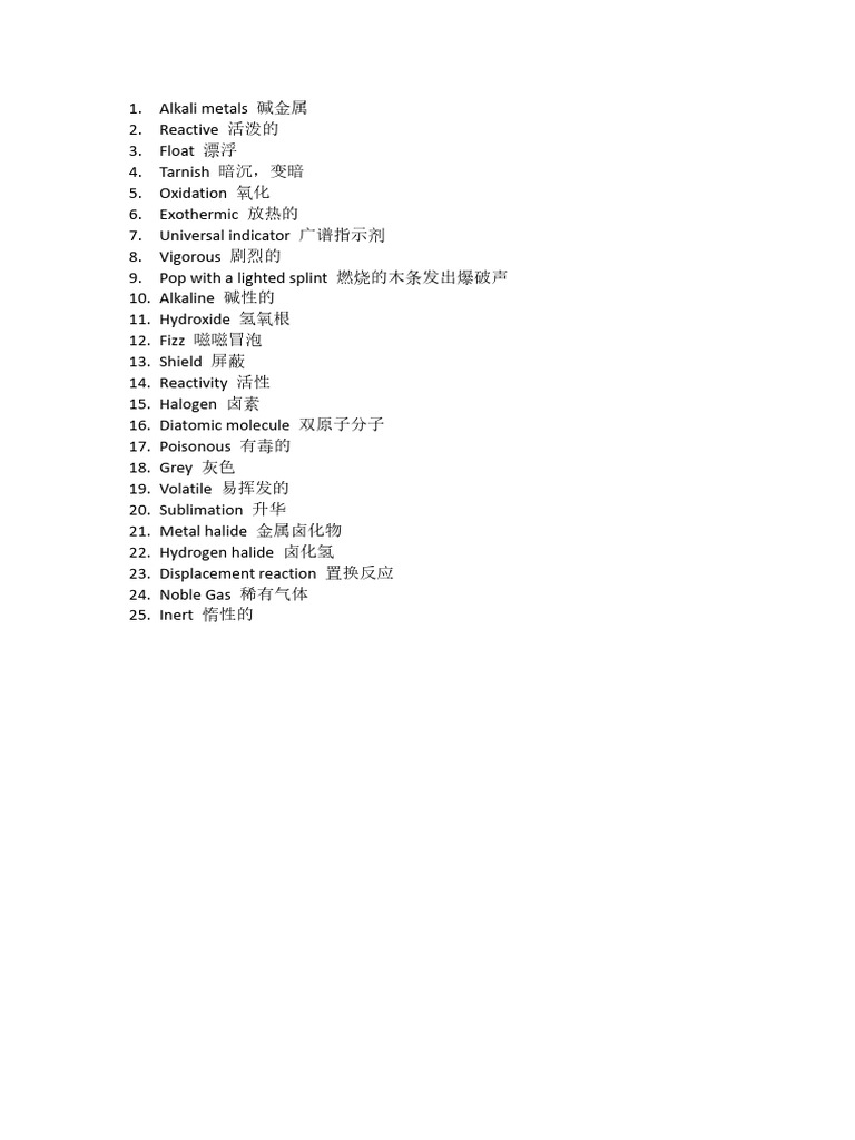 Words-The Periodic Table | PDF