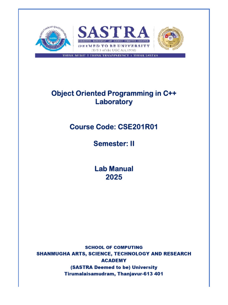 C++ Object Oriented Programming Lab Manual | PDF | Parameter (Computer ...