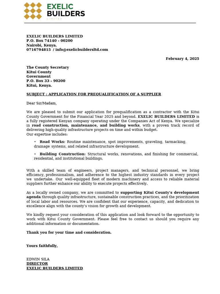 EXELIC LETTERHEAD 2025 KIYUI | PDF
