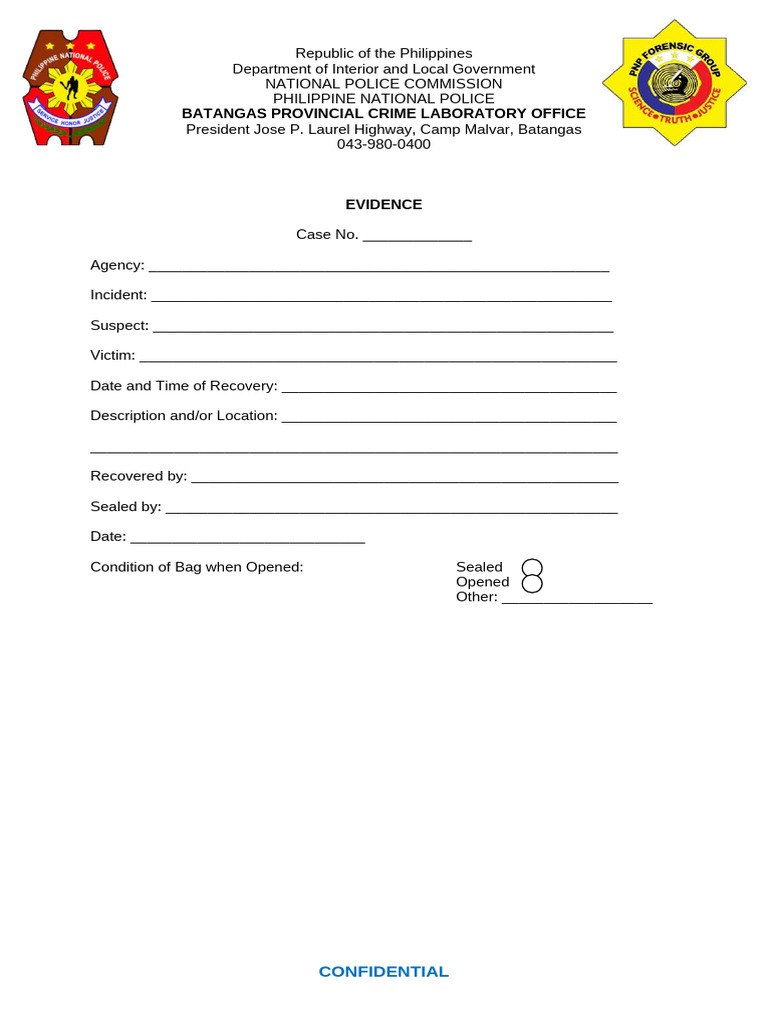 Evidence Ballistics Template | PDF | Ballistics | Pistol And Rifle ...