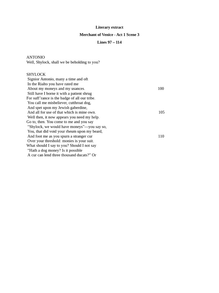 Final IO Extracts and Wider Body | PDF | Shylock | The Merchant Of Venice