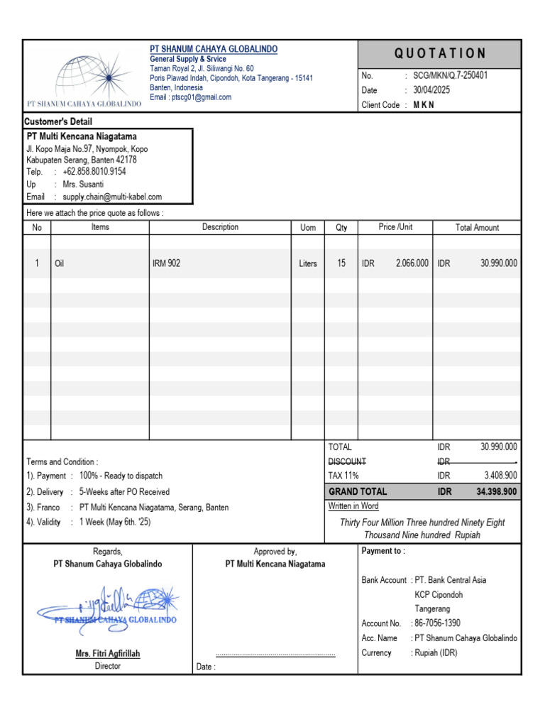 IRM 902 Oil Price Quotation | PDF | Indonesian Rupiah | Indonesia