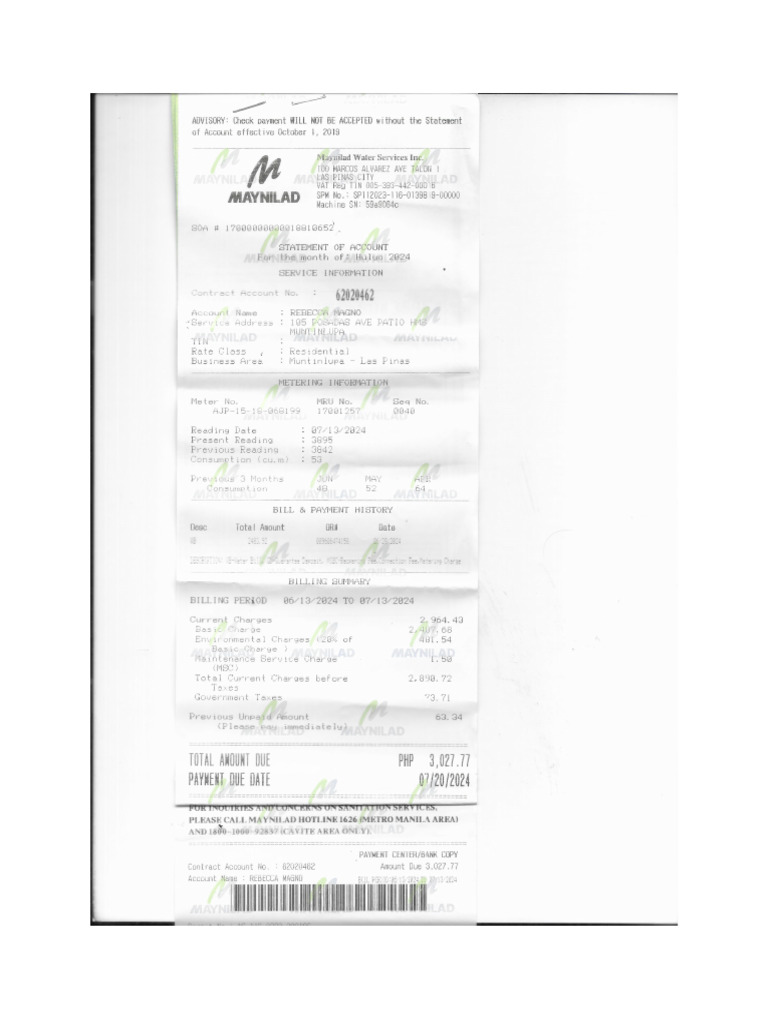3 Mos Utility Billing | PDF