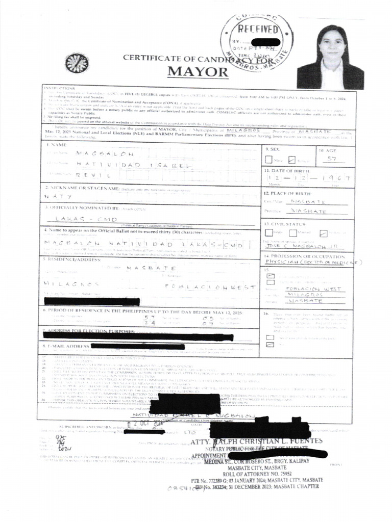 Certificate of Candidacy for Elections | PDF