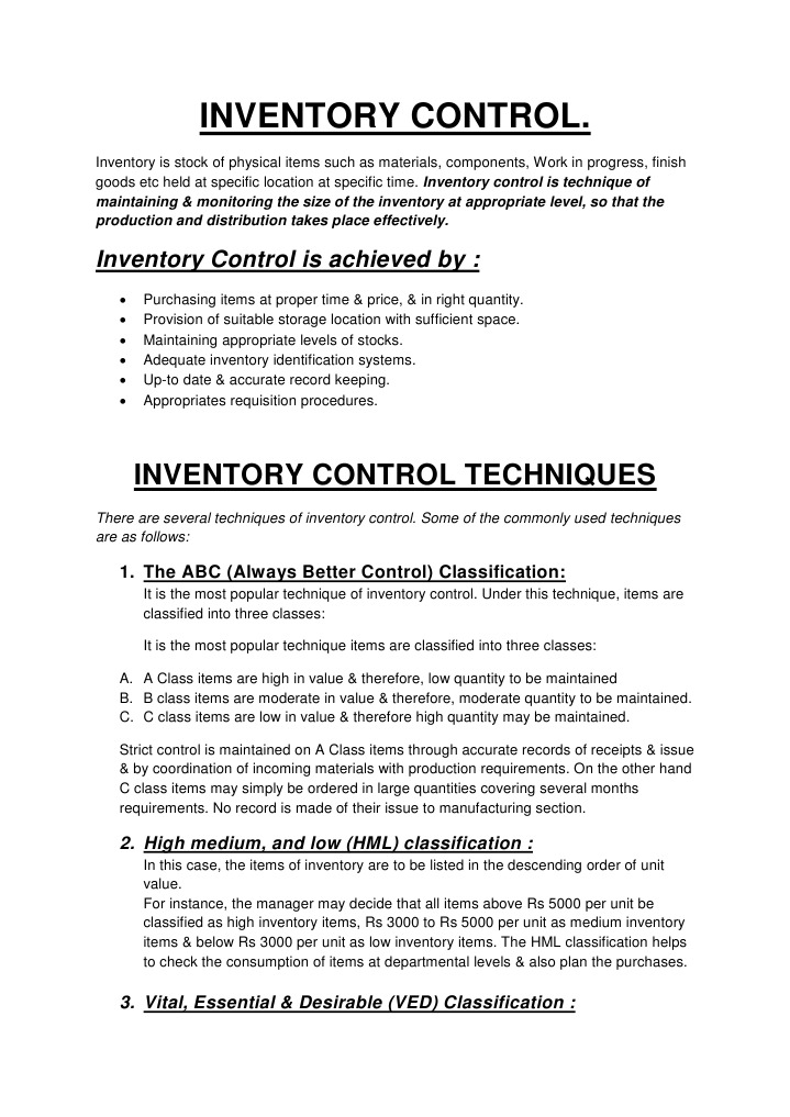 Inventory Control | Inventory | Enterprise Resource Planning