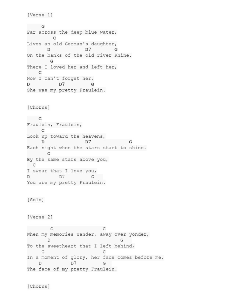 Frauline Chord Sheet | PDF