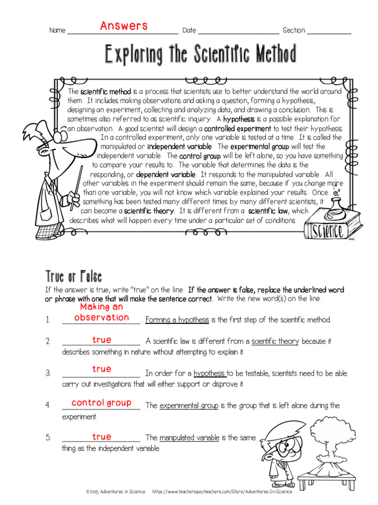 Scientific Method Worksheet - KEY | PDF | Experiment | Scientific Method