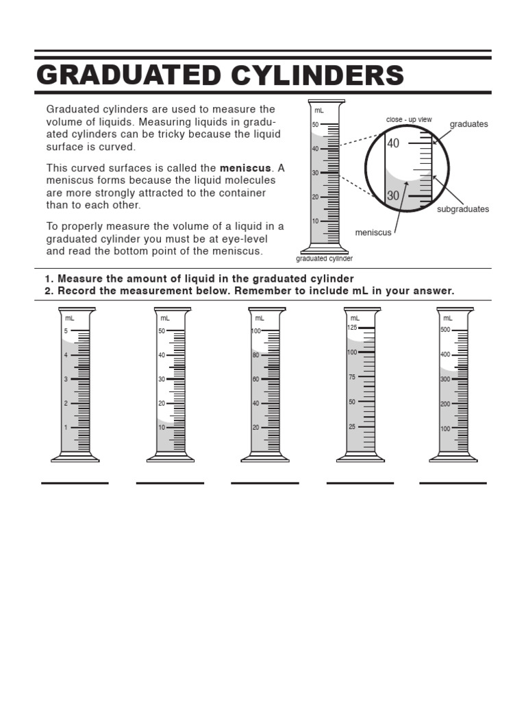 Graduated-Cylinder Measurement WKST | PDF