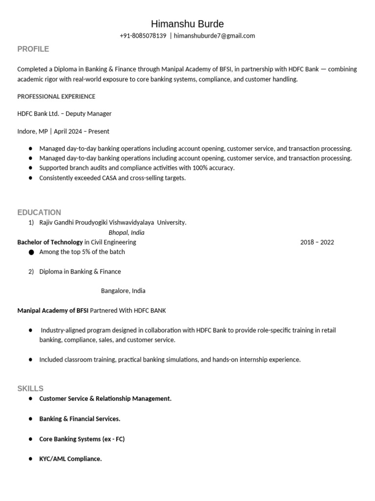 Himanshu - Resume - Template | PDF