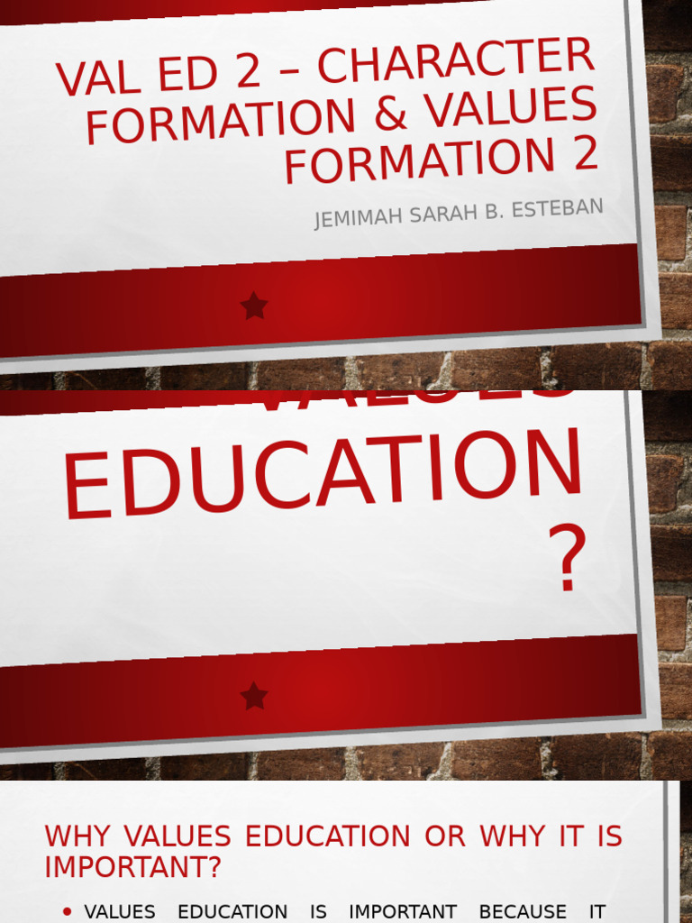 Values Education and Character Formation | PDF | Love | Integrity