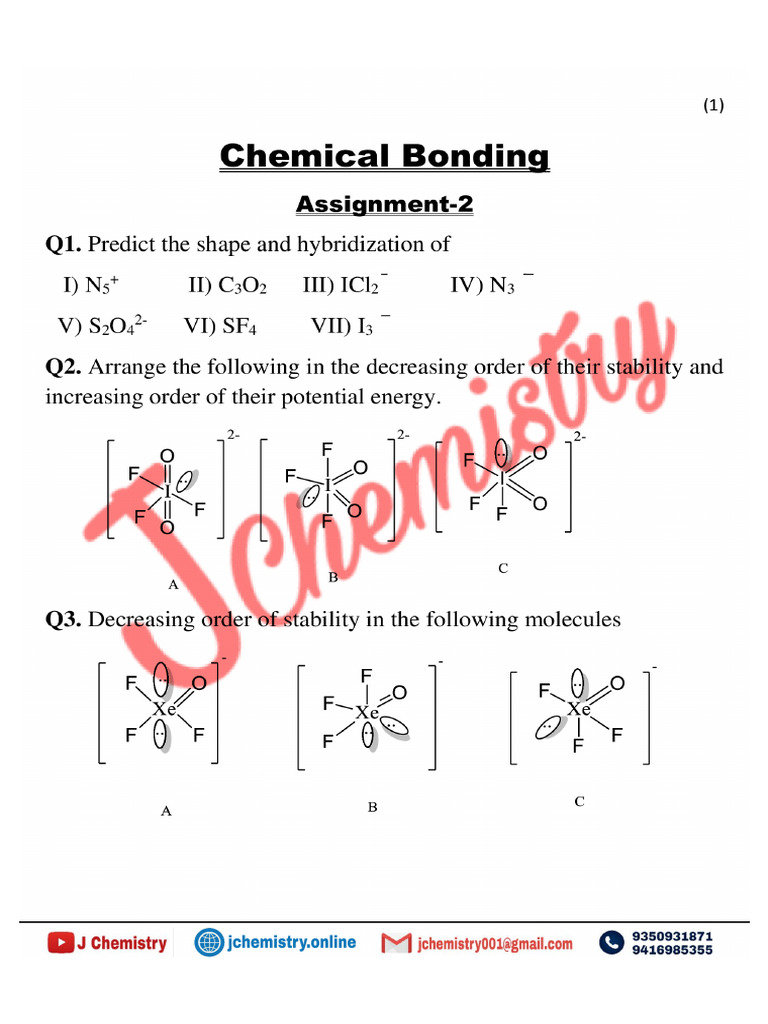 Chemical Bonding Assignment 2 | PDF