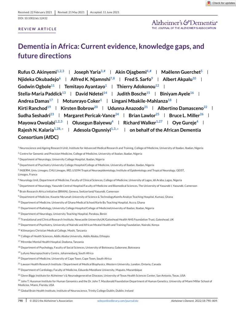 Akinyemi Et Al., 2022 | PDF | Dementia | Apolipoprotein E