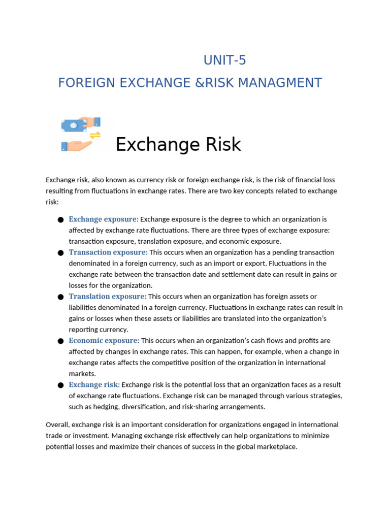UNIT-5 Foreign Exchange &risk Managment | PDF
