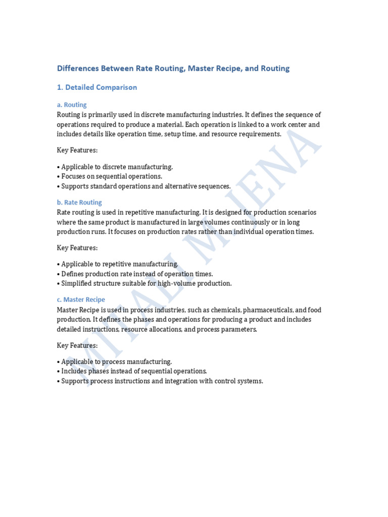 Differentiation of Routings in SAP | PDF