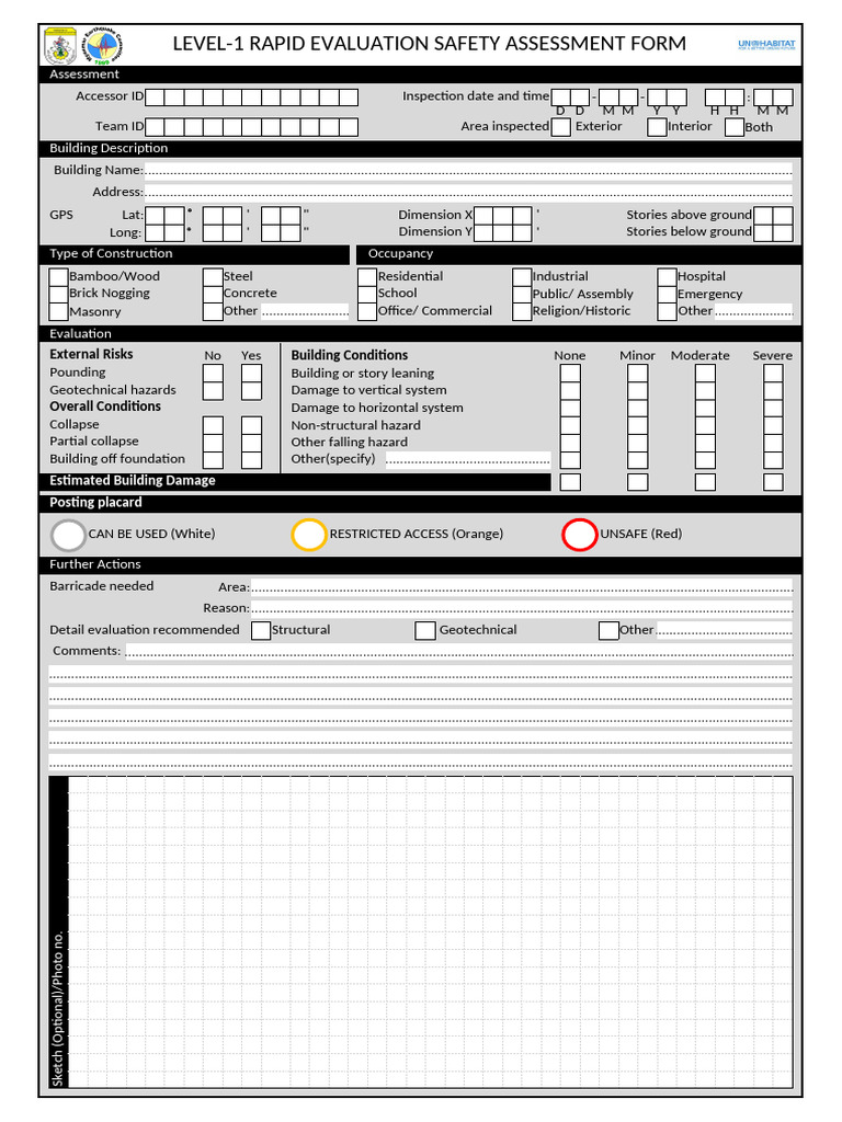 Post Earthquake Level - 1 Form | PDF | Civil Engineering