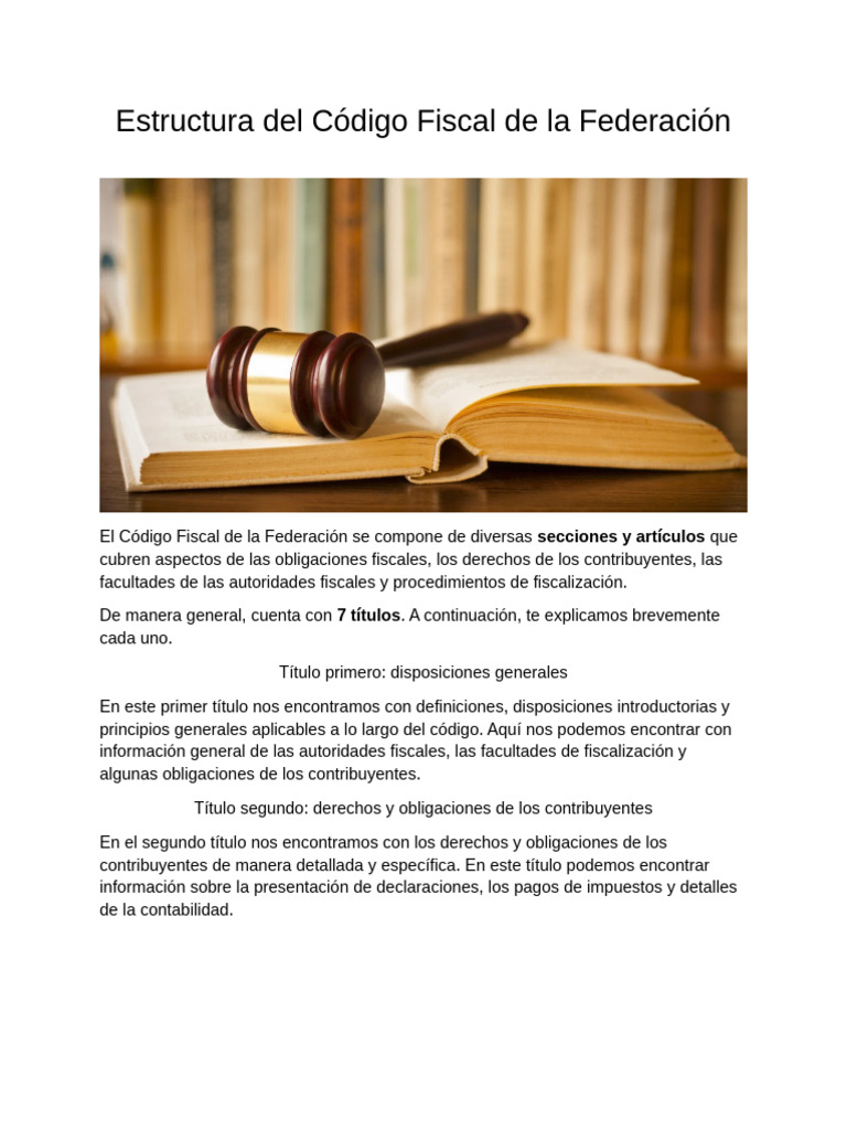 Estructura del Código Fiscal de la Federación | PDF