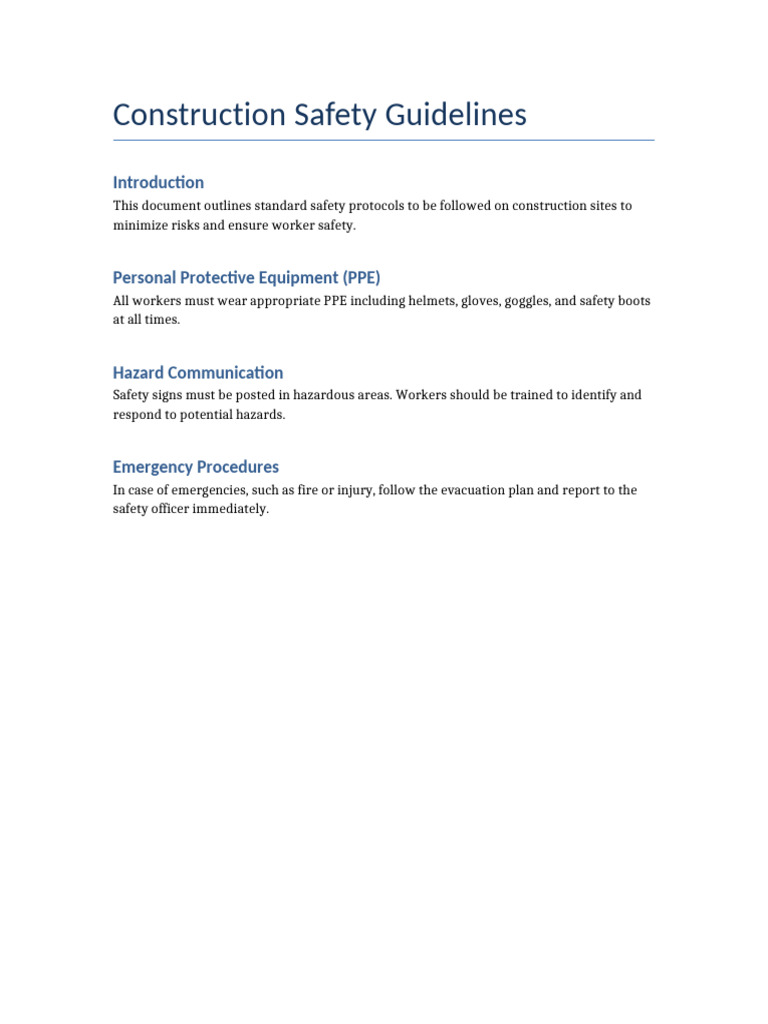 Construction Site Safety Protocols | PDF