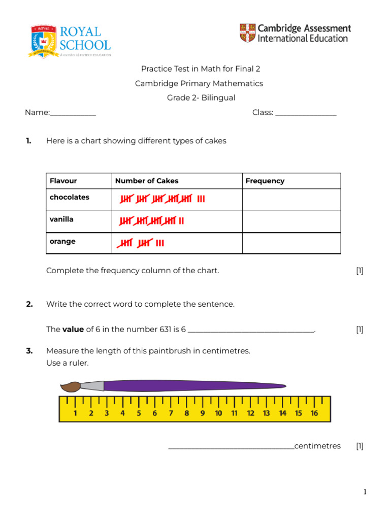 Grade 2 Mathematics Practice Test | PDF | Mathematics