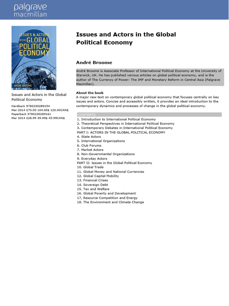 Global Political Economy: Key Issues & Actors | PDF | Economics ...