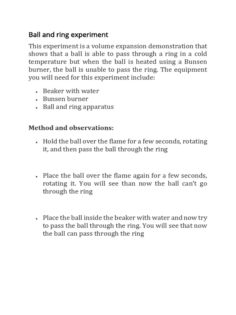 Ball and Ring Experiment | PDF
