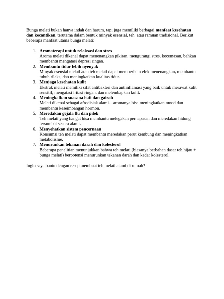 manfaat bunga melati | PDF