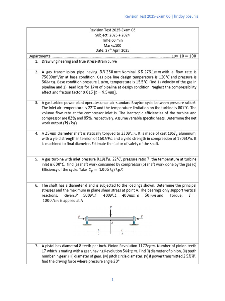 Revision Test 2025-Exam 06 | PDF