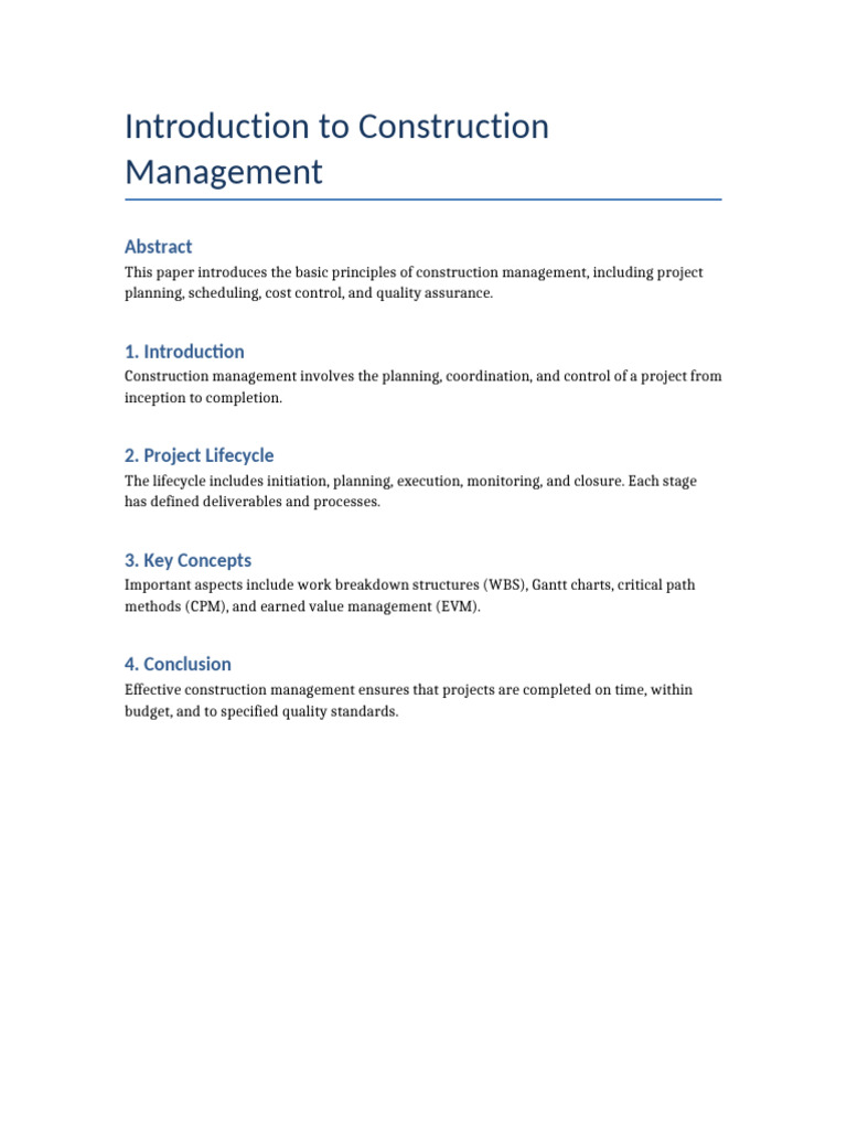 Introduction to Construction Management | PDF