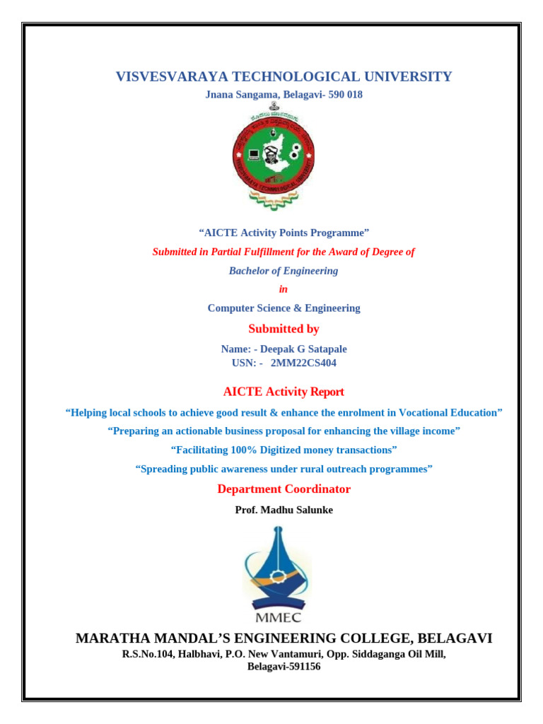 AICTE Activity Report on Rural Outreach | PDF | Sustainability | Economies