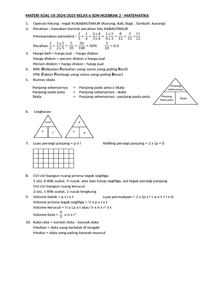 LATIHAN SOAL US 2425 MM - SDN Ngebrak 2 | PDF