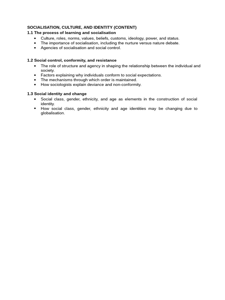 Socialisation, Culture, and Identity Explained | PDF | Socialization ...
