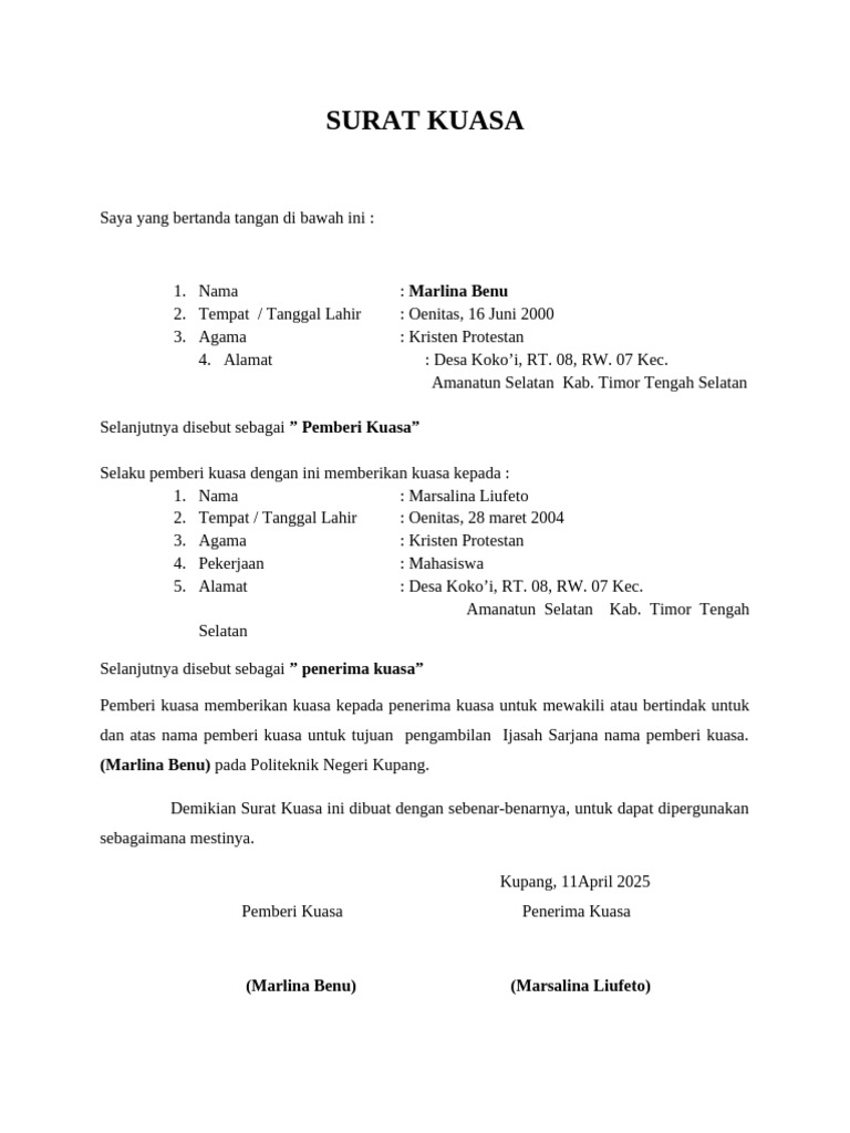Surat Kuasa | PDF