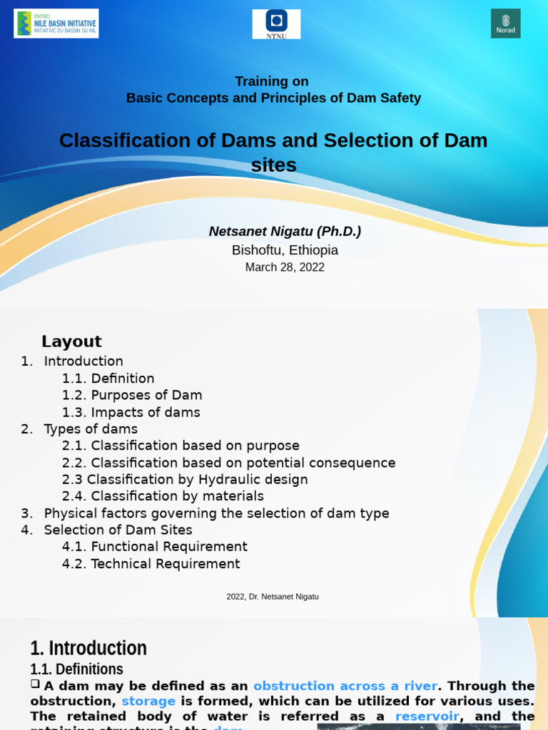 Dam Type Classification and Selection of Dam Sites | PDF | Dam | Concrete