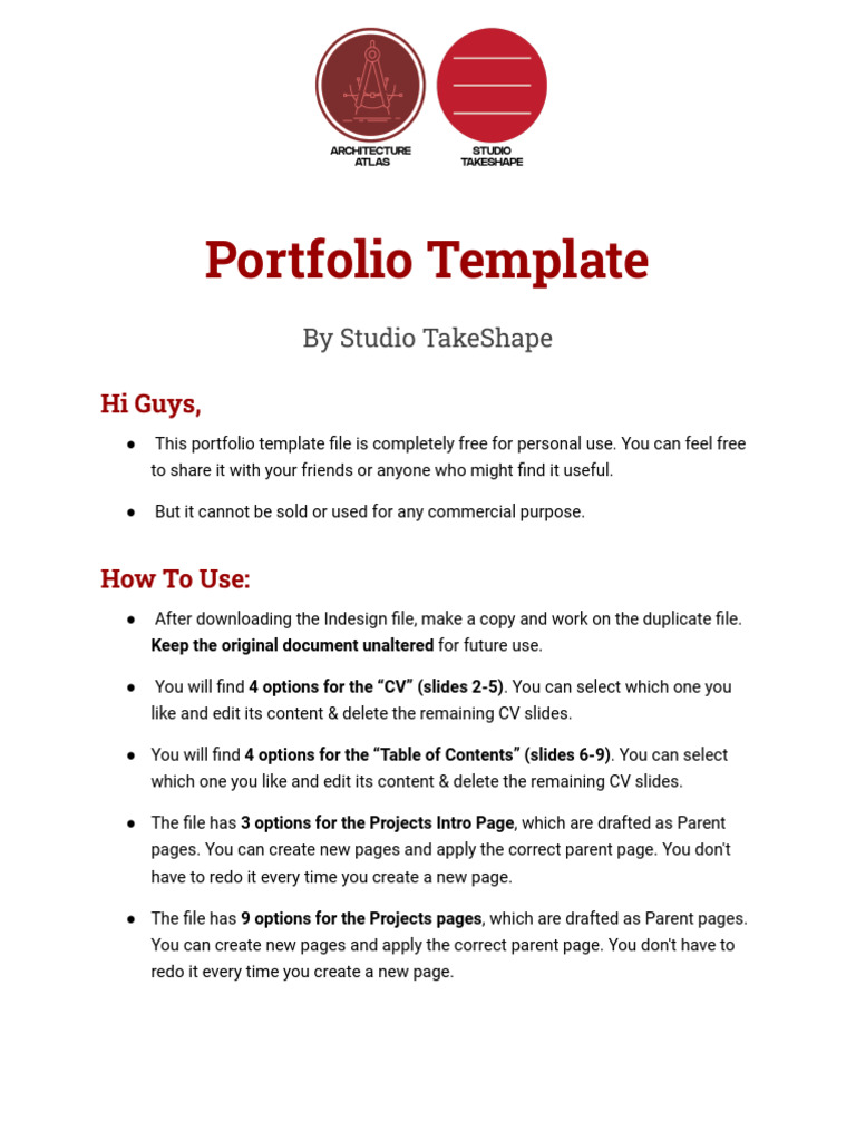 How To Use The Portfolio Template by Studio TakeShape | PDF