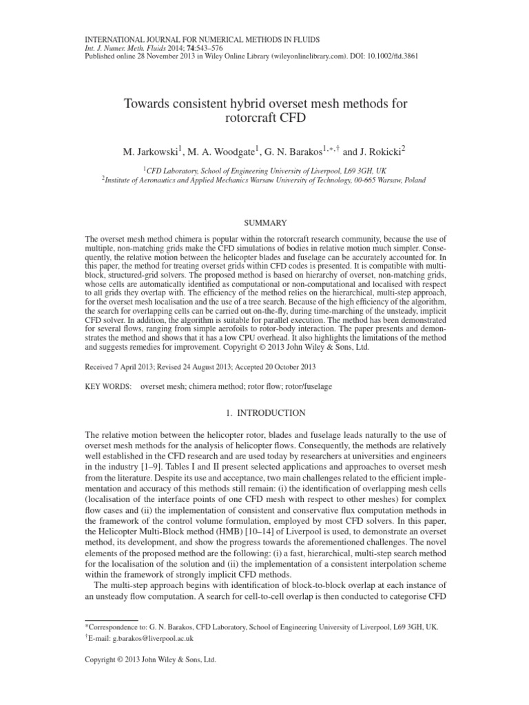 Numerical Methods in Fluids - 2013 - Jarkowski - Towards Consistent Hybrid Overset Mesh Methods ...